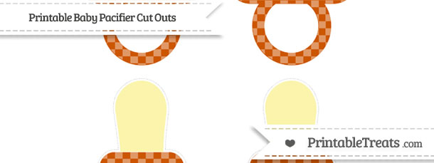 Burnt Orange Checker Pattern Medium Baby Pacifier Cut Outs — Printable ...