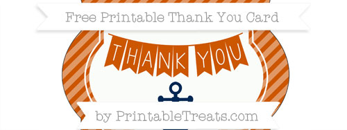 Burnt Orange Diagonal Striped Nautical Thank You Card — Printable ...
