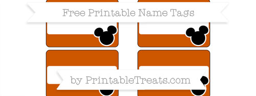 Free Burnt Orange Mickey Mouse Name Tags — Printable Treats.com