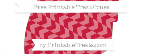Free Cardinal Red Herringbone Pattern Treat Cone — Printable Treats.com