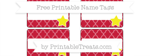 Free Cardinal Red Moroccan Tile Star Name Tags — Printable Treats.com