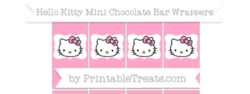 Free Carnation Pink Hello Kitty Mini Chocolate Bar Wrappers — Printable ...