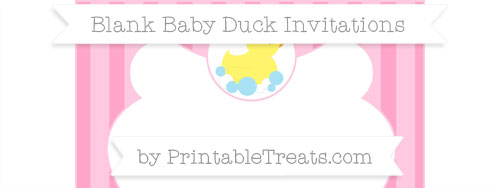 Free Carnation Pink Striped Blank Baby Duck Invitation — Printable ...