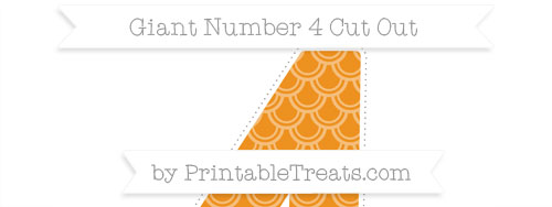 Carrot Orange Fish Scale Pattern Giant Number 4 Cut Out — Printable ...