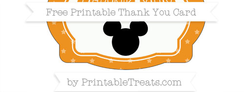 Carrot Orange Star Pattern Mickey Mouse Thank You Card — Printable ...