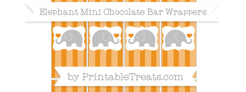 Carrot Orange Striped Elephant Mini Chocolate Bar Wrappers — Printable ...