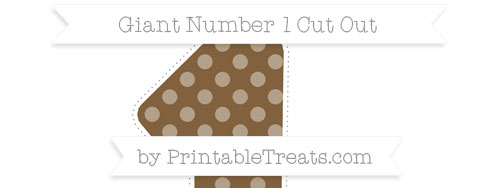 Coyote Brown Dotted Pattern Giant Number 1 Cut Out — Printable Treats.com