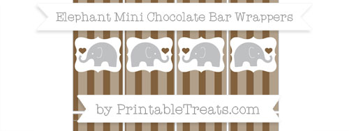 Coyote Brown Striped Elephant Mini Chocolate Bar Wrappers — Printable ...