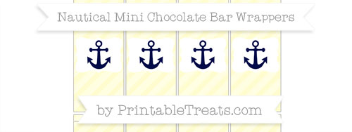 Cream Diagonal Striped Nautical Mini Chocolate Bar Wrappers — Printable ...