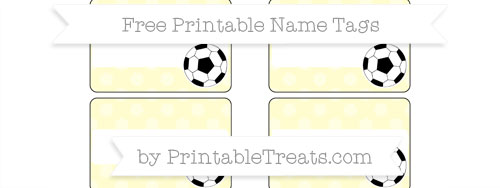 Free Cream Dotted Pattern Soccer Name Tags — Printable Treats.com