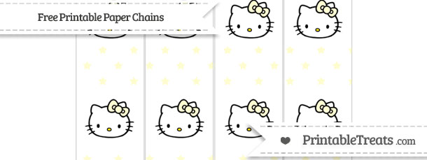 Free Cream Star Pattern Hello Kitty Paper Chains — Printable Treats.com