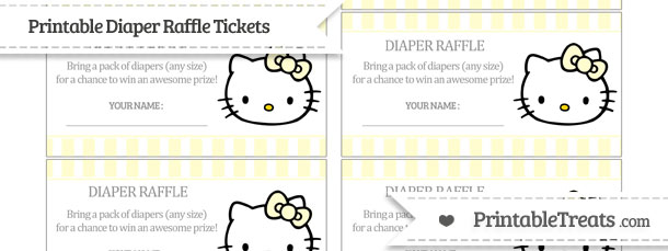 Free Cream Striped Hello Kitty Diaper Raffle Tickets — Printable Treats.com