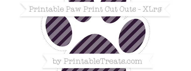 Dark Purple Diagonal Striped Extra Large Paw Print Cut Outs — Printable ...