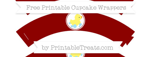 Free Dark Red Baby Duck Cupcake Wrappers — Printable Treats.com