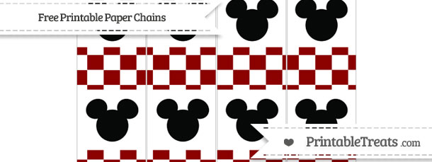 Free Dark Red Checker Pattern Mickey Mouse Paper Chains — Printable ...