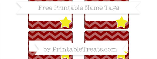 Free Dark Red Chevron Star Name Tags — Printable Treats.com