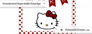 Free Dark Red Dotted Hello Kitty 8×10 Diaper Raffle Ticket Sign ...