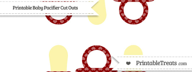Dark Red Heart Pattern Small Baby Pacifier Cut Outs — Printable Treats.com