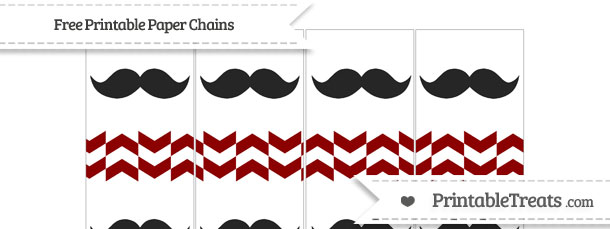 Dark Red Herringbone Pattern Mustache Paper Chains — Printable Treats.com