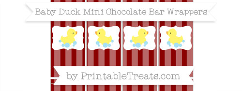 Dark Red Striped Baby Duck Mini Chocolate Bar Wrappers — Printable ...