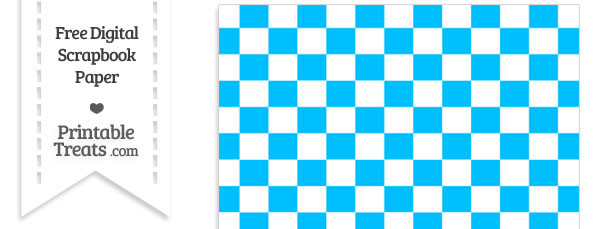 Deep Sky Blue Checkered Pattern Digital Paper — Printable Treats.com