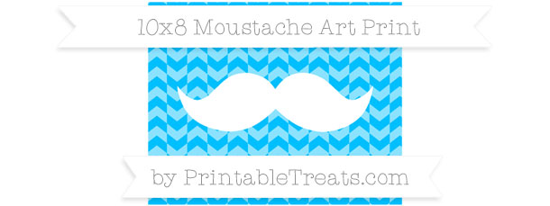 Deep Sky Blue Herringbone Pattern 10×8 Moustache Art Print — Printable ...