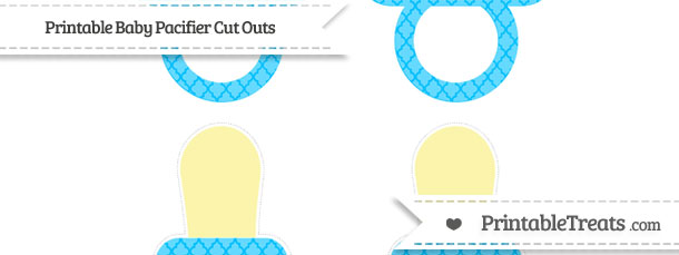 Deep Sky Blue Moroccan Tile Medium Baby Pacifier Cut Outs — Printable ...