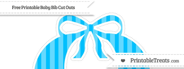 Deep Sky Blue Striped Extra Large Baby Bib Cut Outs — Printable Treats.com