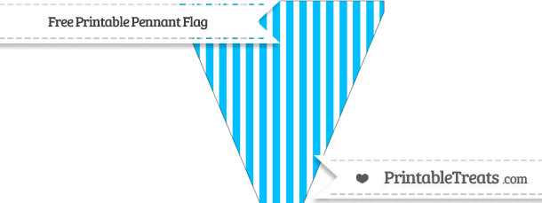 Free Deep Sky Blue Striped Simple Pennant Flag — Printable Treats.com