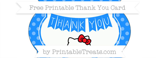 Dodger Blue Dotted Pattern Hello Kitty Thank You Card — Printable ...