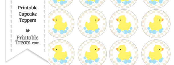 Free Eggshell Checker Pattern Duck Theme Cupcake Toppers — Printable ...