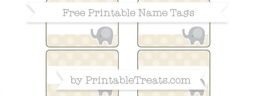 Free Eggshell Dotted Pattern Elephant Name Tags — Printable Treats.com
