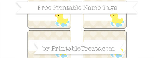Free Eggshell Heart Pattern Baby Duck Name Tags — Printable Treats.com