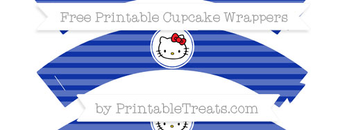 Egyptian Blue Horizontal Striped Hello Kitty Cupcake Wrappers ...
