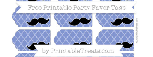 Egyptian Blue Moroccan Tile Mustache Party Favor Tags — Printable ...