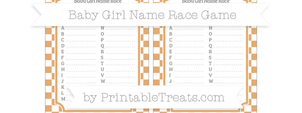 Fawn Checker Pattern Baby Girl Name Race Game — Printable Treats.com