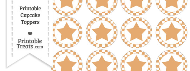 Free Fawn Checker Pattern Star Cupcake Toppers — Printable Treats.com
