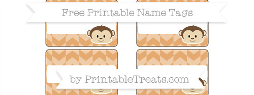 Free Fawn Herringbone Pattern Boy Monkey Name Tags — Printable Treats.com
