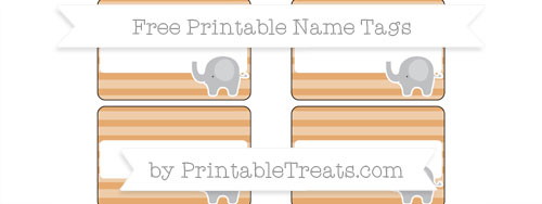 Free Fawn Horizontal Striped Elephant Name Tags — Printable Treats.com