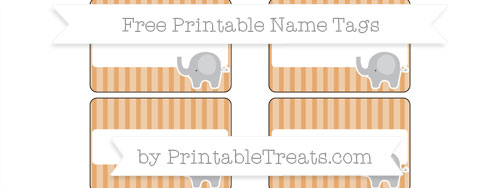 Free Fawn Thin Striped Pattern Elephant Name Tags — Printable Treats.com