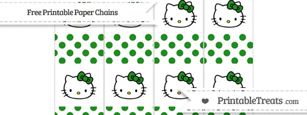 Free Forest Green Dotted Pattern Hello Kitty Paper Chains — Printable ...