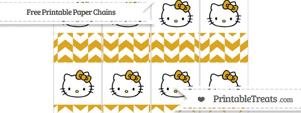 Free Gold Herringbone Pattern Hello Kitty Paper Chains — Printable ...