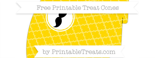 Gold Moroccan Tile Mustache Treat Cone — Printable Treats.com