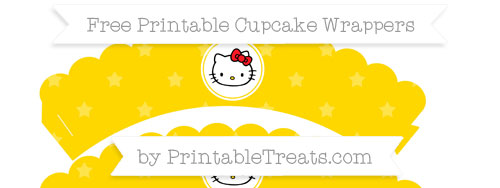 Free Gold Star Pattern Hello Kitty Scalloped Cupcake Wrappers ...