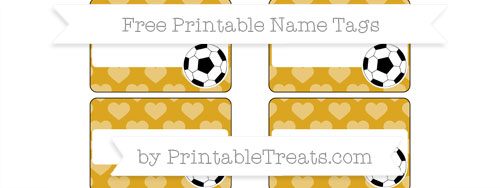Free Goldenrod Heart Pattern Soccer Name Tags — Printable Treats.com