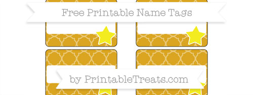 Free Goldenrod Quatrefoil Pattern Star Name Tags — Printable Treats.com