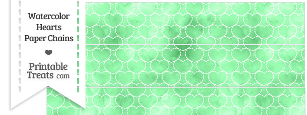 Green Watercolor Hearts Paper Chains — Printable Treats.com