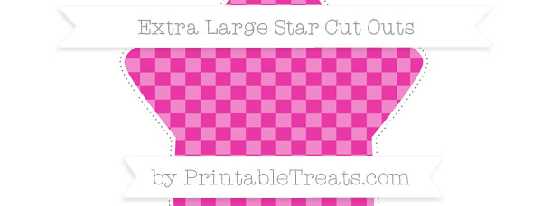 Hot Pink Checker Pattern Extra Large Star Cut Outs — Printable Treats.com