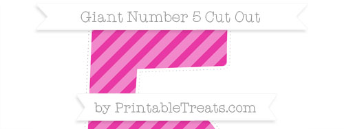 Hot Pink Diagonal Striped Giant Number 5 Cut Out — Printable Treats.com