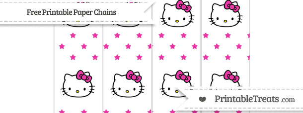 Free Hot Pink Star Pattern Hello Kitty Paper Chains — Printable Treats.com